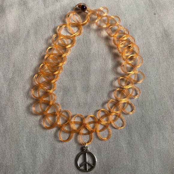 Jewelry | Orange Peace Sign Tattoo Choker | Poshmark